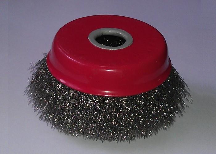 100mm OD Fine Crimped Wire Cup Brush , Rotary Steel Wire Brushes For ...