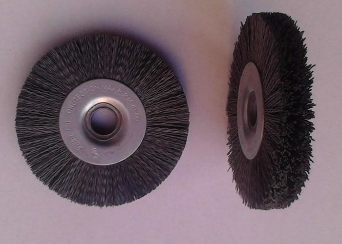 100 Mm OD Round Abrasive Nylon Bristle Brushes 55mm Middle Plate 10mm ...