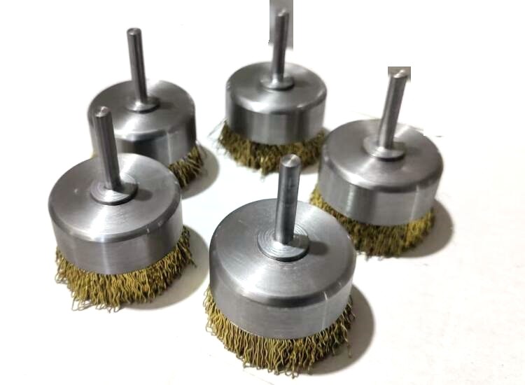 3 Inch Fine Shaft Mounted Cup Brushes Crimped Wire for Edge Blending