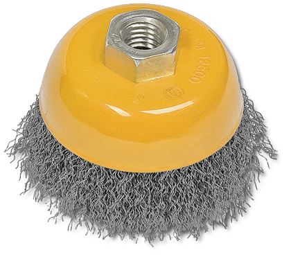 Yellow Color Cup Wire Brush Crimped , Grinder Wire Cup Brush For Angle ...
