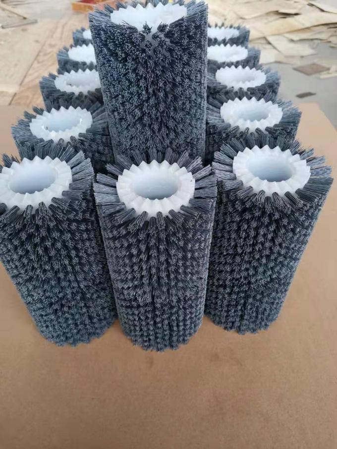 Abrasive Nylon Bristle Zig Zag Connection Roller Brushes For Wood Polishing